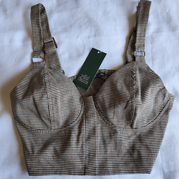 wild fable | Tops | Wild Fable Zipup Front Plaid Corset Cropped Tank ...